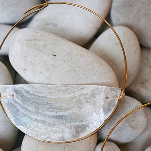 Sonorous Capiz Shell Large Hoops - Etsy
