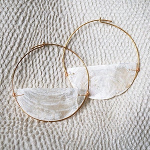 Sonorous Capiz Shell Large Hoops - Etsy