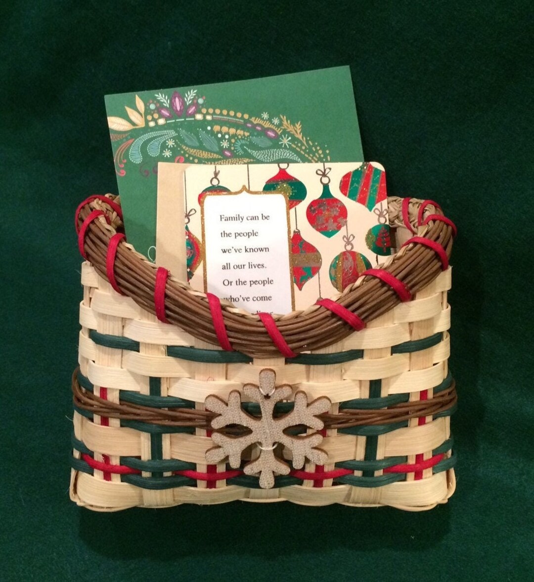 Woven Christmas Card Basket: Holiday Decor With Snowflake - Etsy