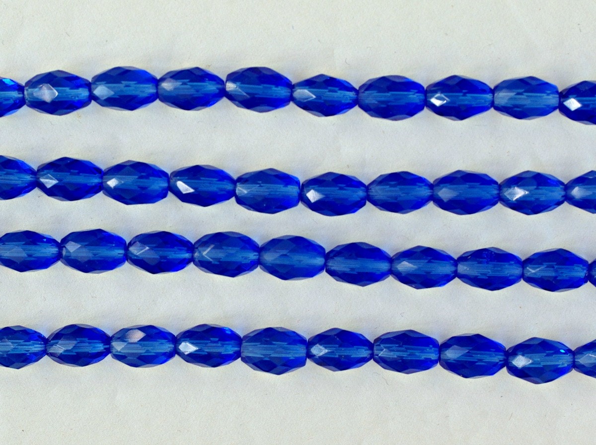 Navy Blue Crystal Beads Dark Blue Glass Beads Oval 8x11mm 14 | Etsy