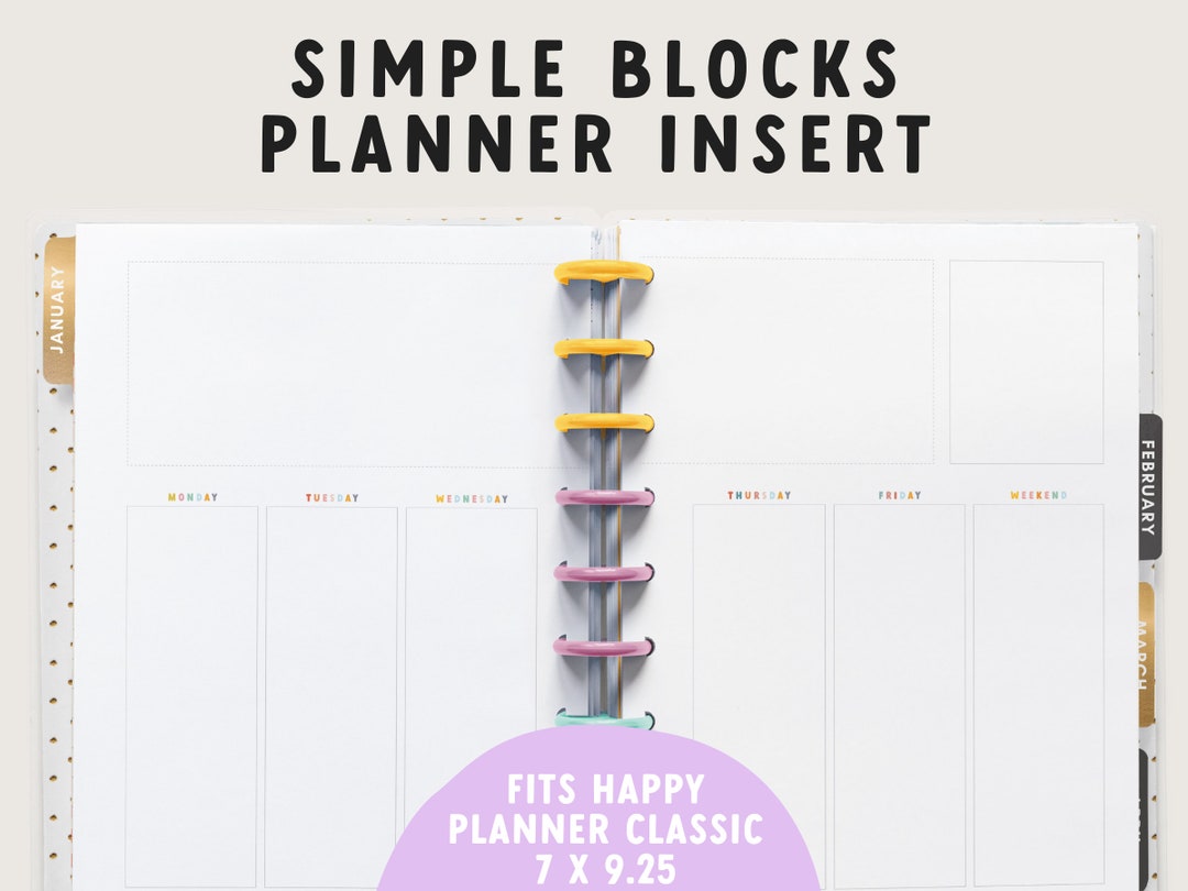 Simple Blocks Weekly Planner Insert: Happy Planner Classic (PDF ...