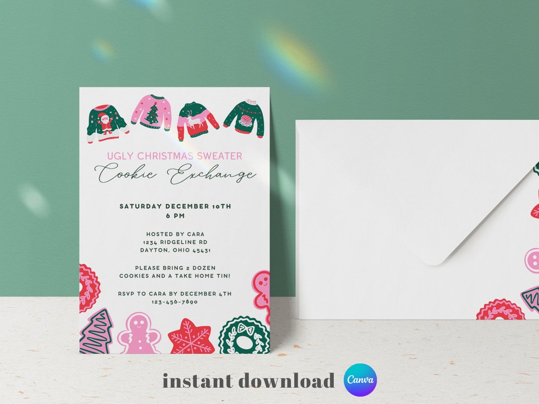 Christmas Cookie Exchange Party Invitation, Ugly Sweater Party ...