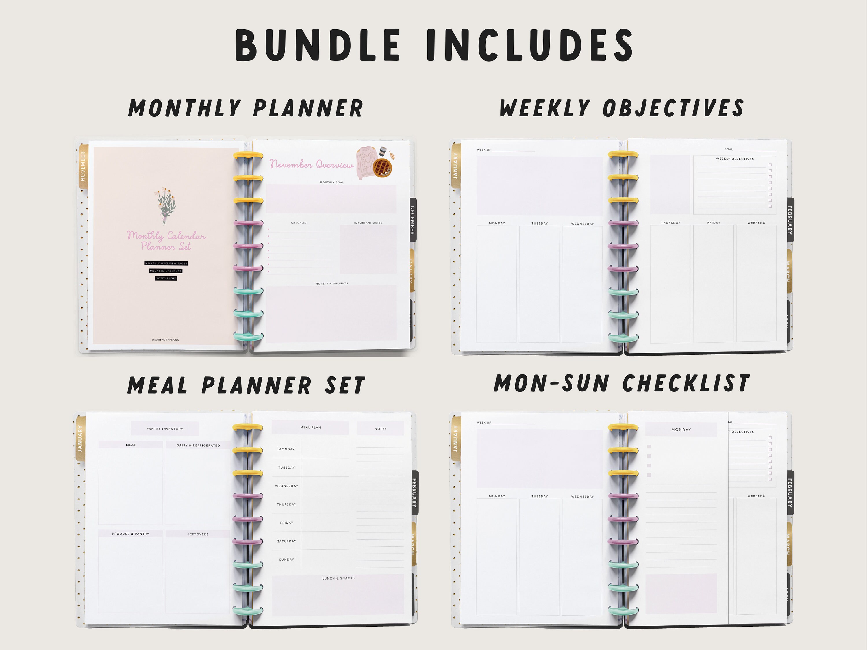 Happy Planner BUNDLE Inserts Printable Paper Planner Sheets Undated ...