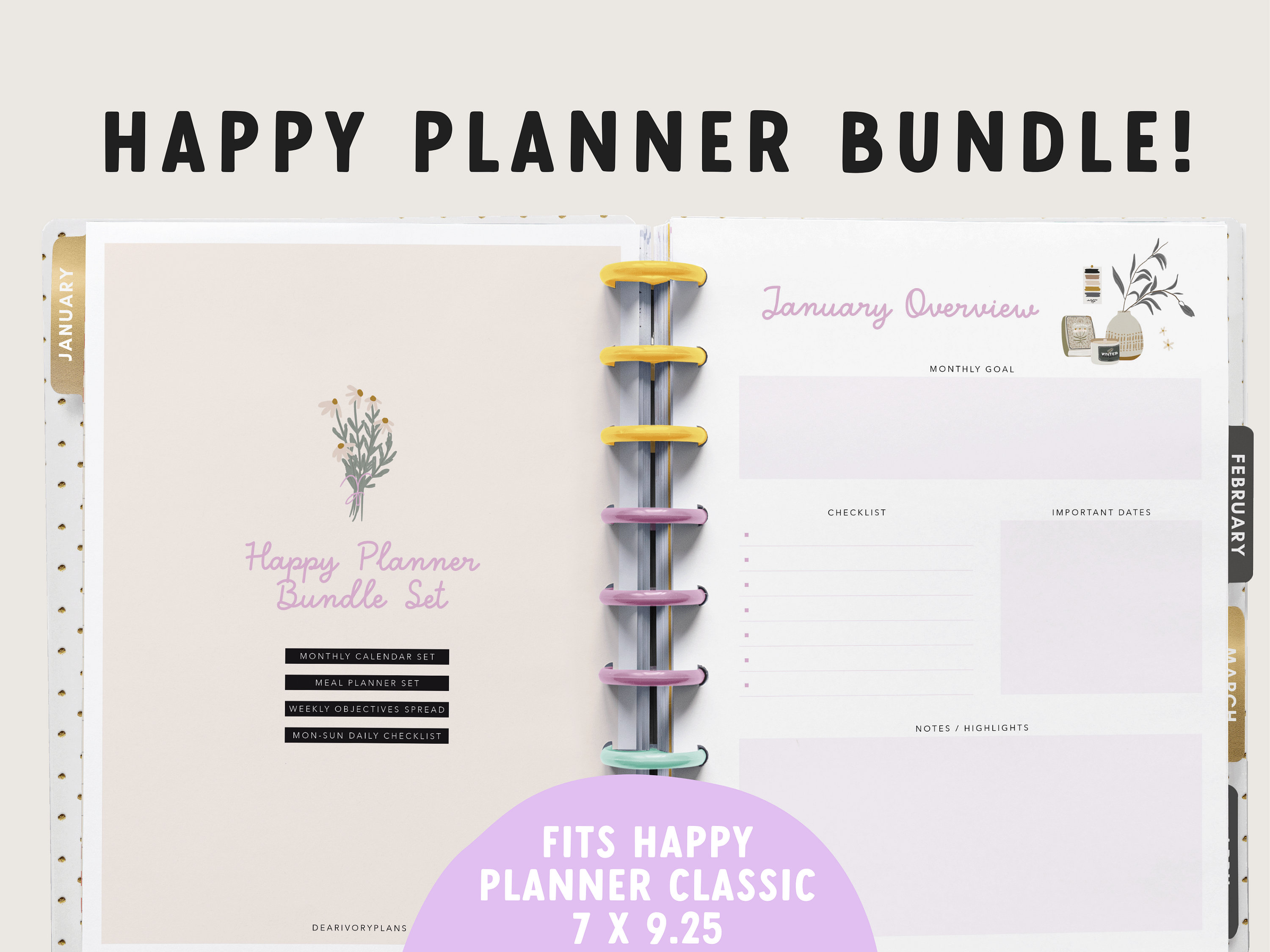 Happy Planner BUNDLE Inserts Printable Paper Planner Sheets Undated ...