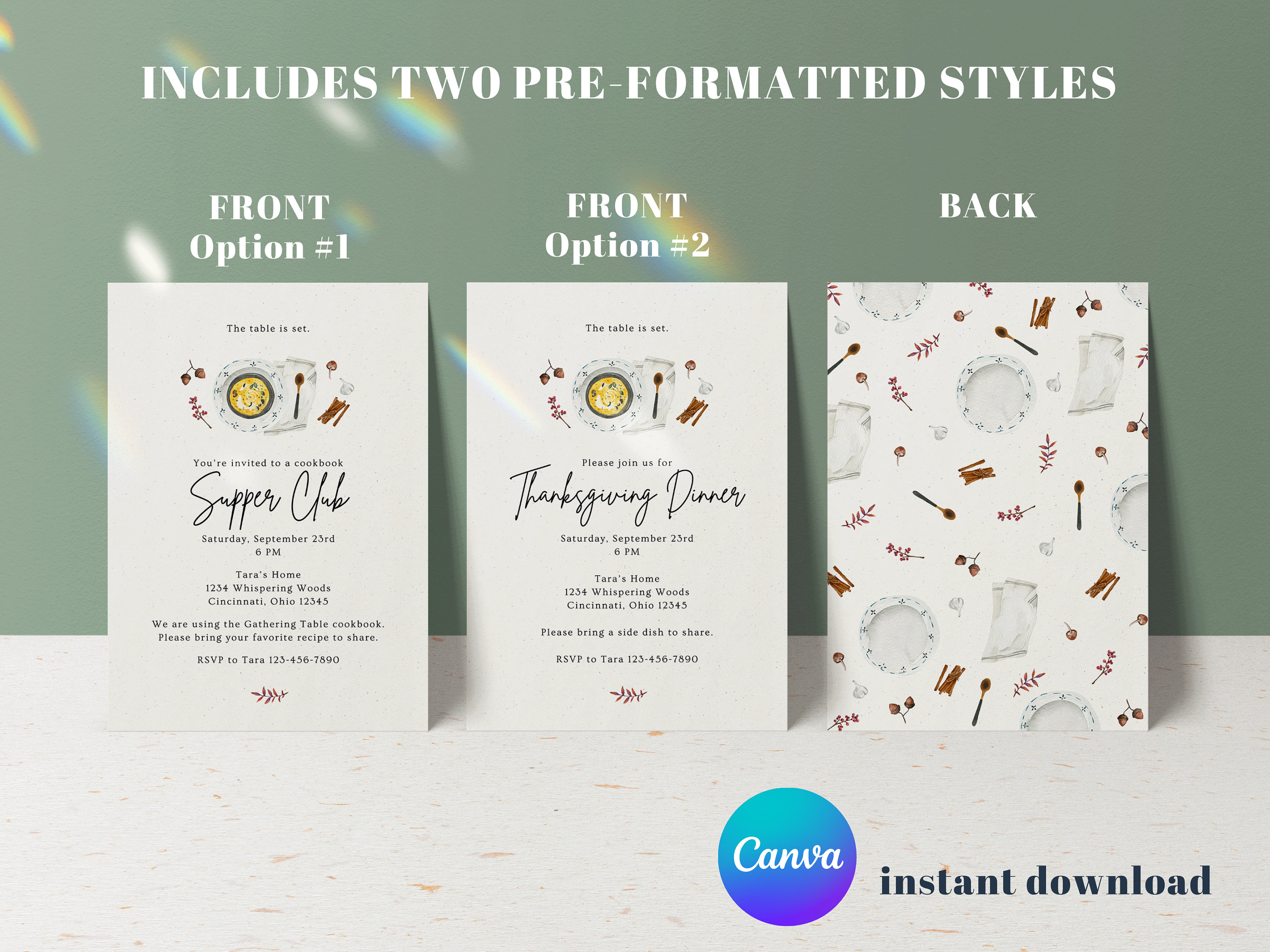 Supper Club Invitation, Thanksgiving Dinner Invitation, Dinner Party ...