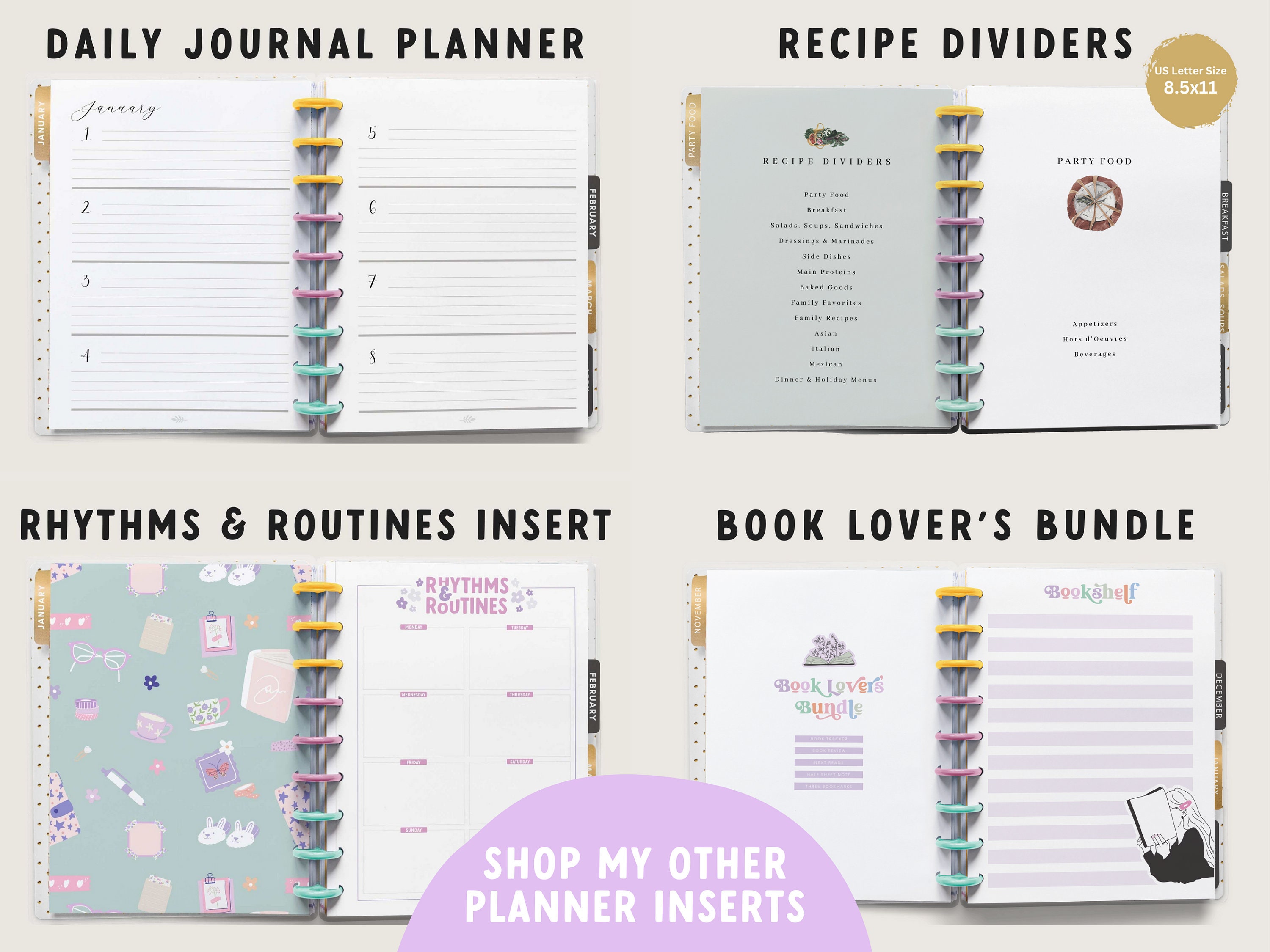 Happy Planner BUNDLE Inserts Printable Paper Planner Sheets Undated ...