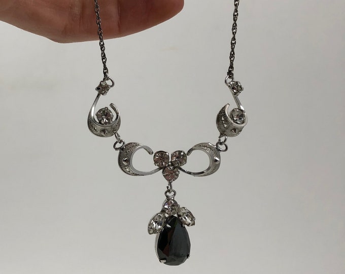 Vintage Jay Flex Sterling Silver Filigree Black Alaskan Diamond Crystal ...