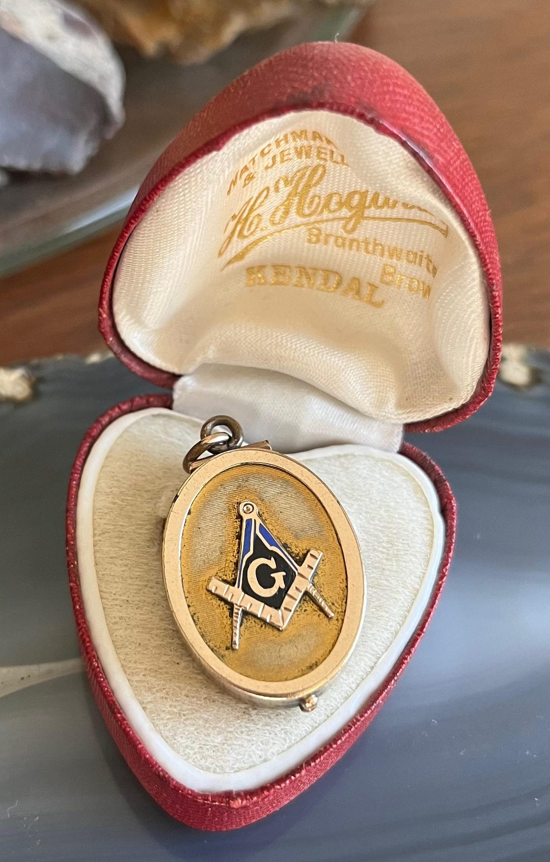 Antique Gold Filled Enamel Black Onyx Freemason Pocket Watch Fob Locket ...