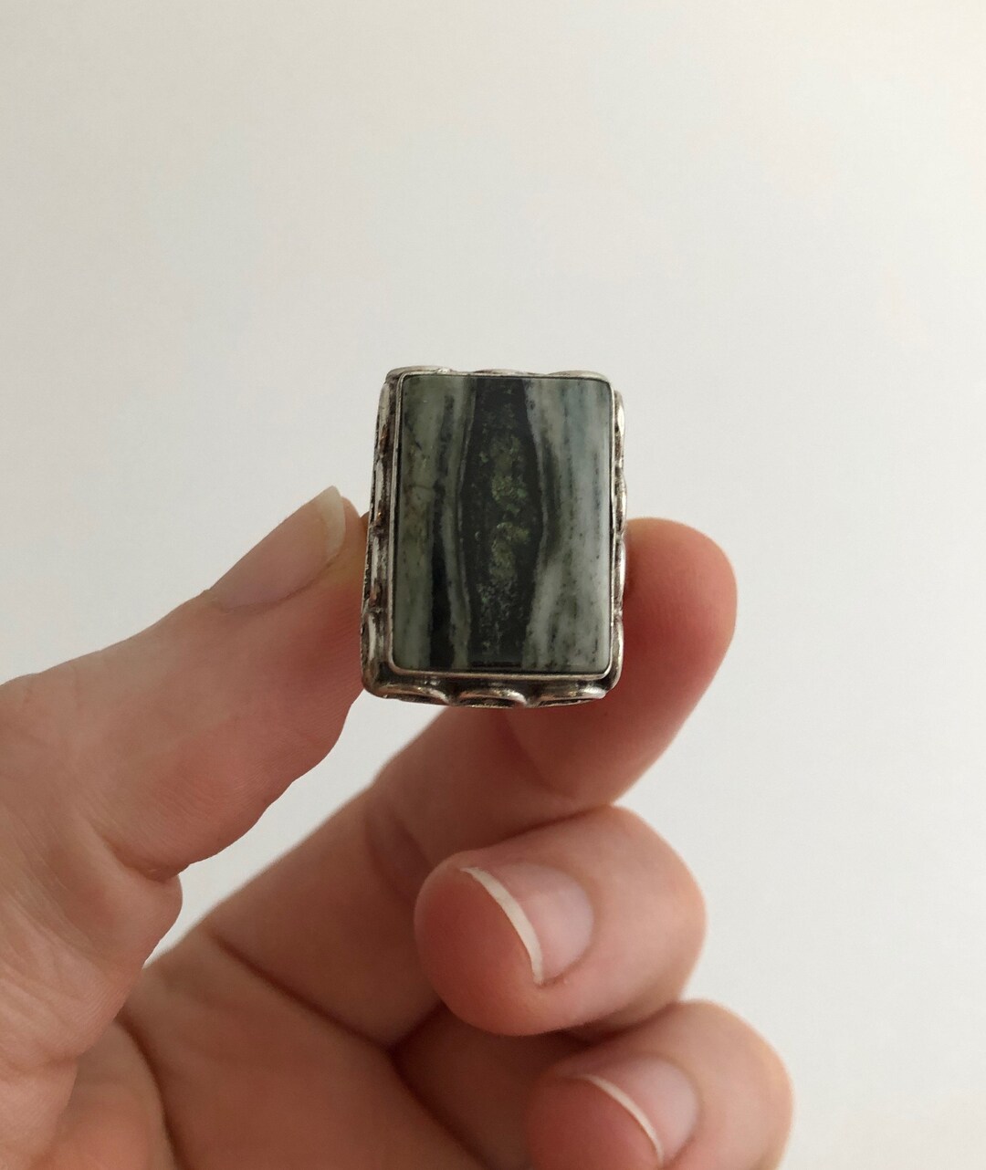 Vintage Large Boho Sterling Silver Zebra Agate Statement Ring - Etsy
