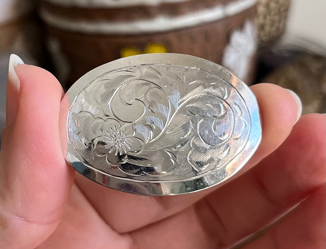 Vintage Mid Century Forstner Sterling Silver Oval Leaf and Flower ...