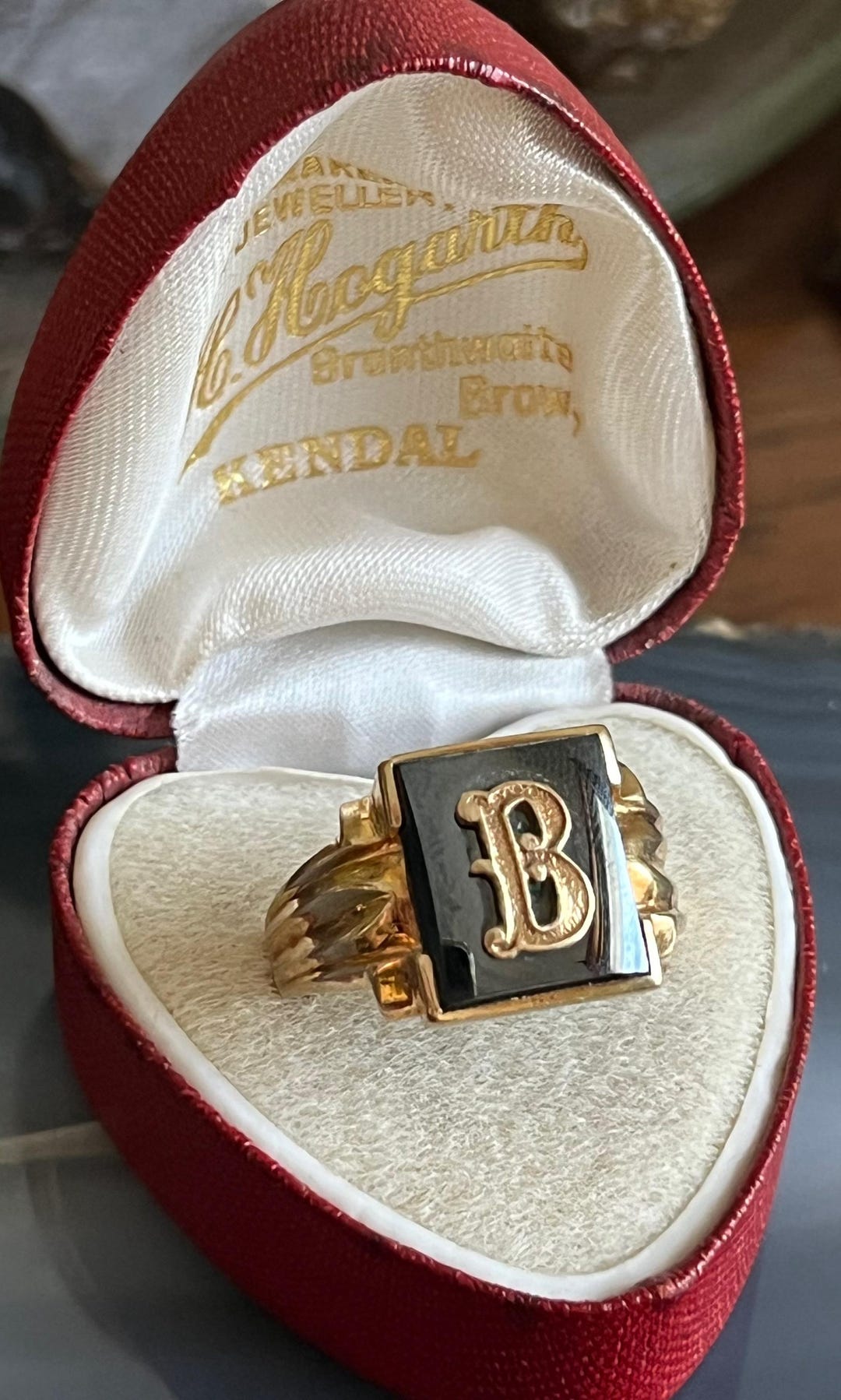 Vintage Mens 10K Gold Black Alaskan Diamond Initial B Signet Ring - Etsy
