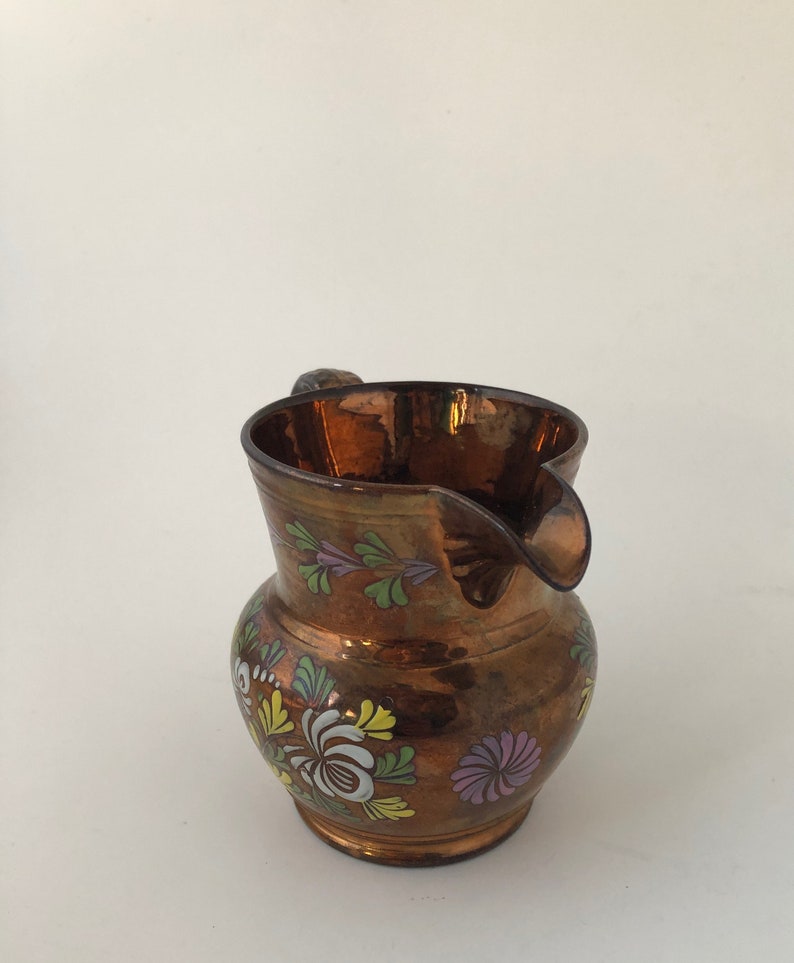 Antique Victorian Copper Luster Lustre Floral Enamelled Milk | Etsy
