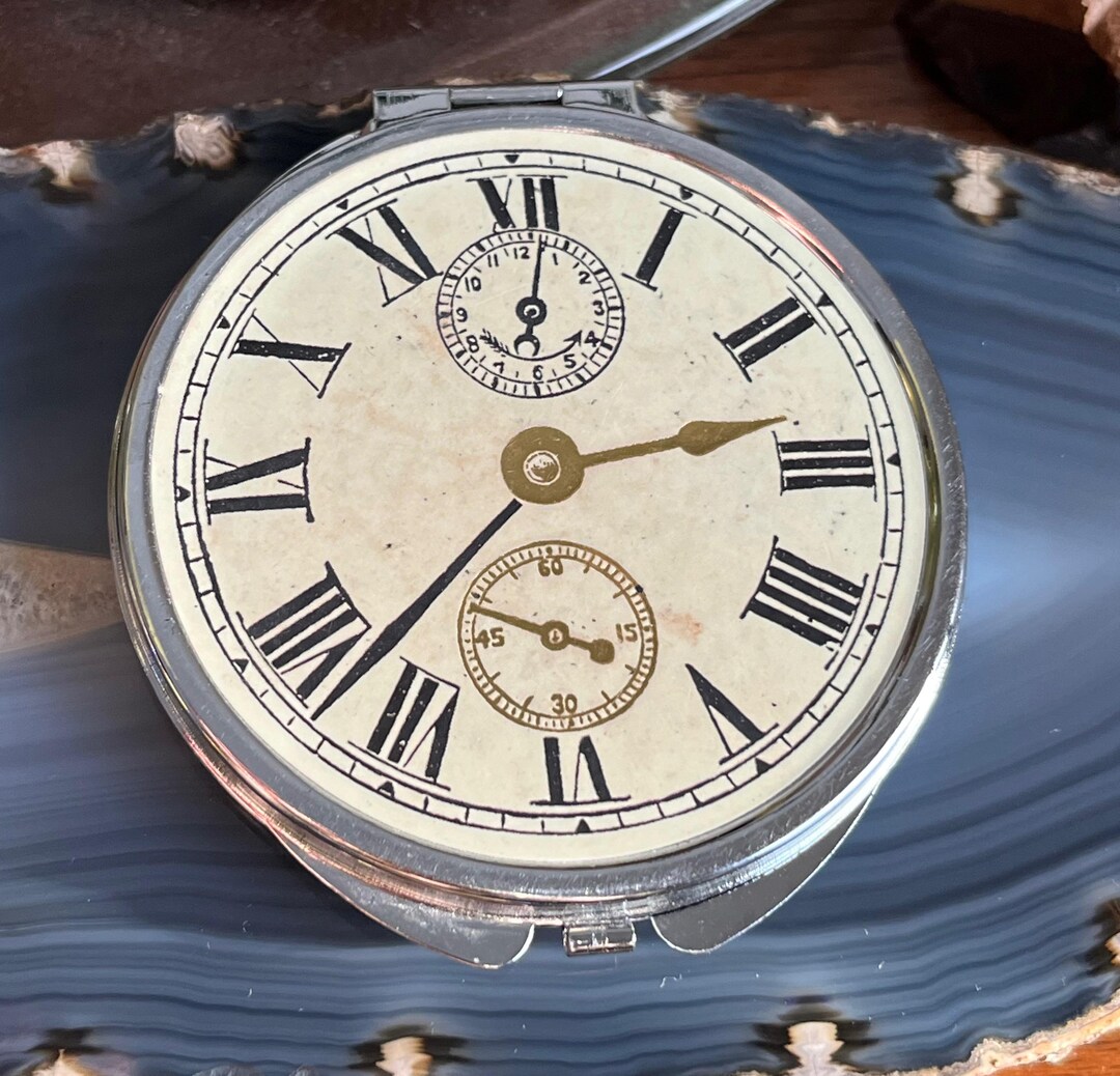 Vintage Pocket Watch Mirror Compact - Etsy