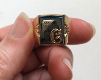 Mens Diamond Initial Ring - Etsy