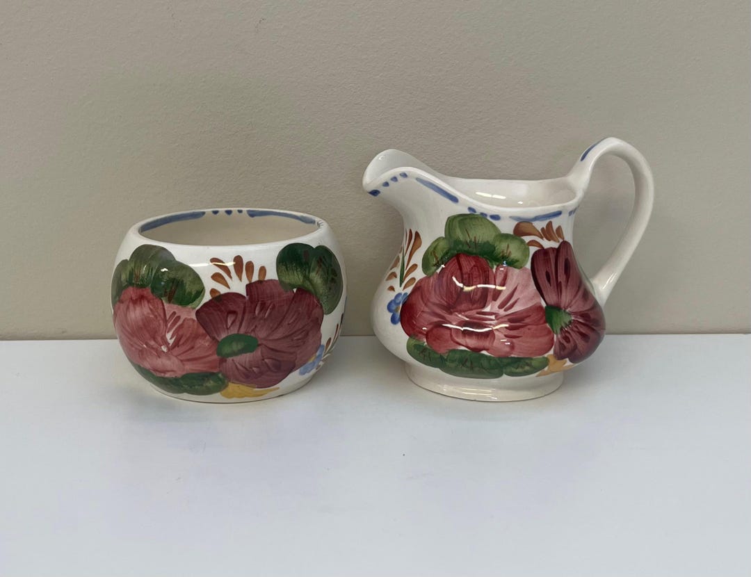 Vintage Simpsons Belle Fiore Chanticleer Ware Creamer and Sugar Bowl - Etsy