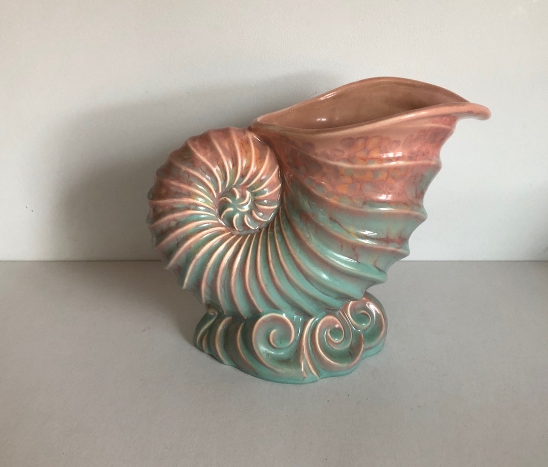Vintage Mid Century Pink and Turquoise Beswick England Nautilus Shell ...