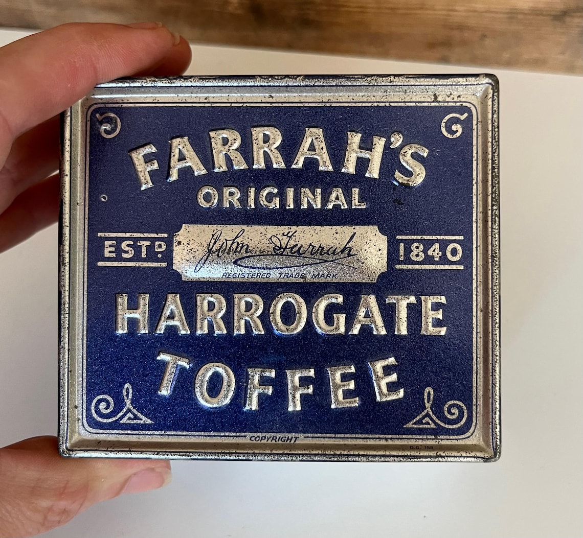 Vintage Farrah's Original Harrogate Toffee Tin Cobalt Blue & Silver - Etsy