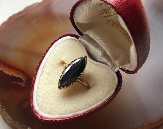 Vintage Mid Century 1960s 10K Yellow Gold Long Navette Black Alaskan ...