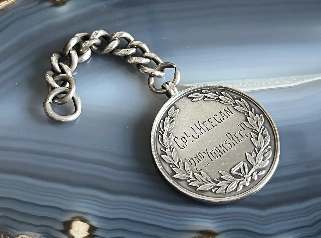 Sterling Silver Watch Fob Medallion WW1 2nd Yorks Regiment Tug of War ...