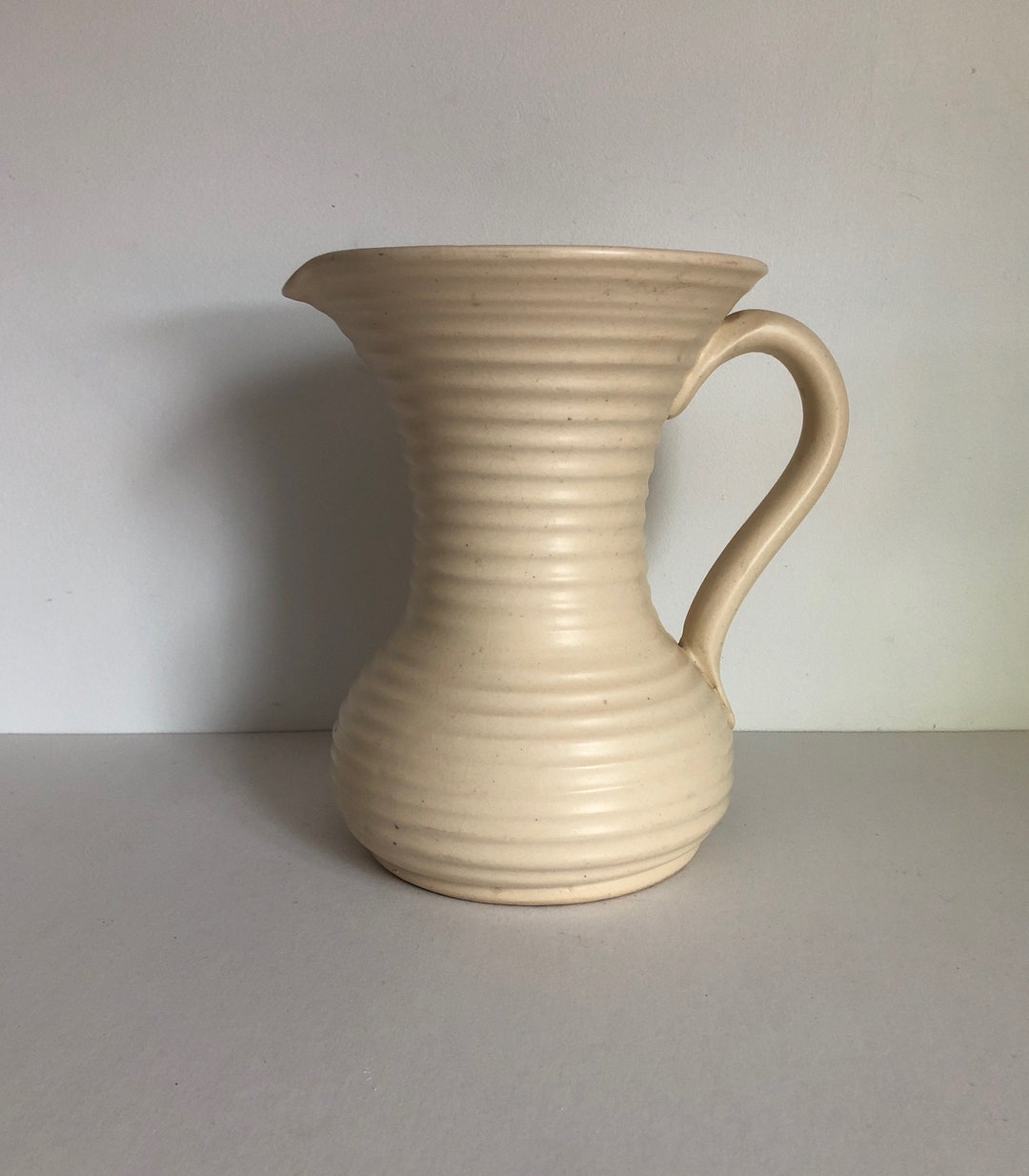 Vintage Art Deco Bourne Denby Creamware Art Pottery Large Pitcher Vase ...