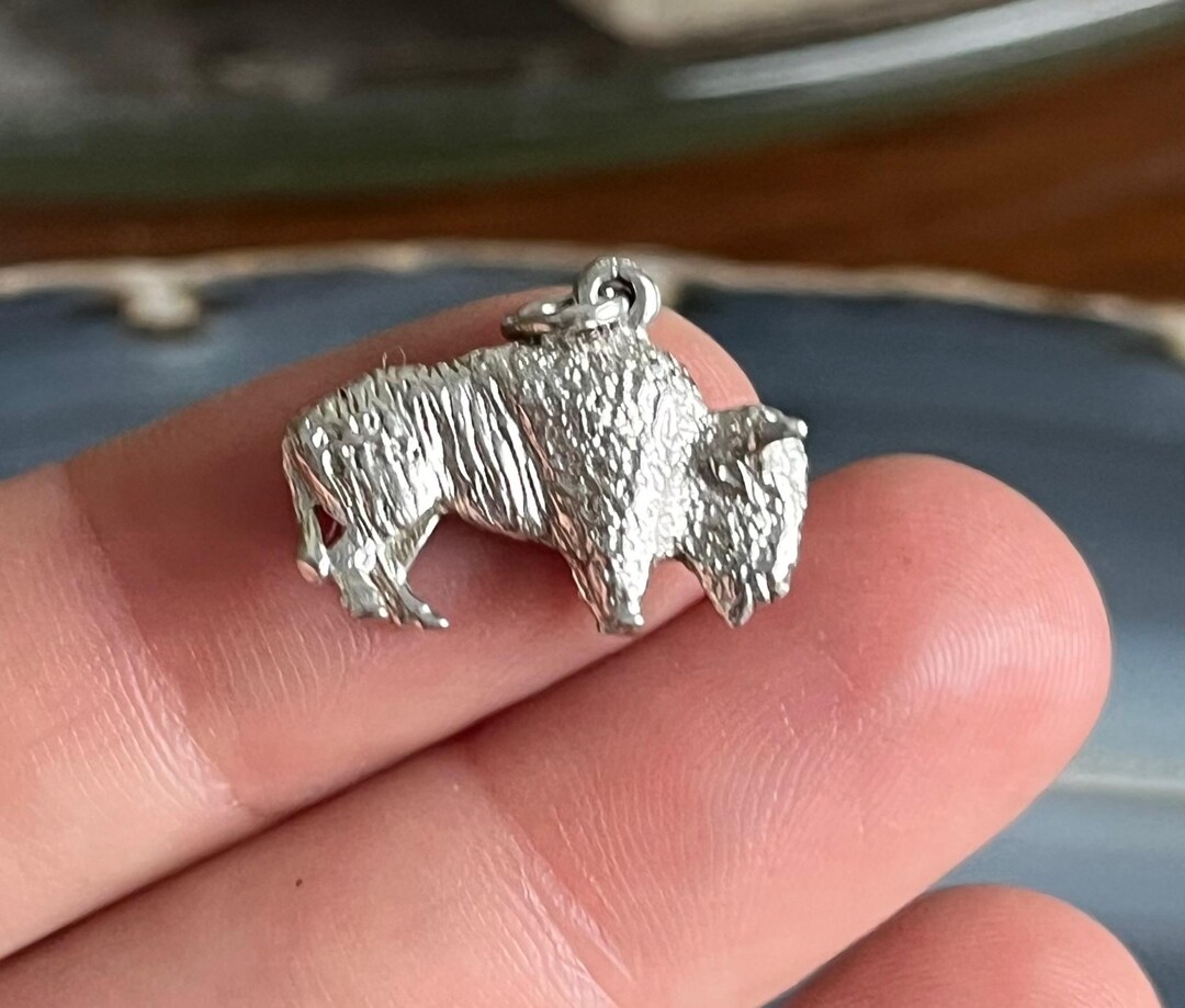 Vintage Sterling Silver Bison Buffalo Charm for Bracelet or Pendant for ...