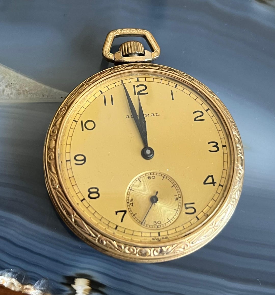 Vintage Art Deco Admiral 17 Jewels Gold Filled Pocket Watch - Etsy