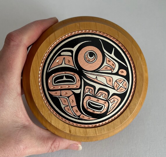 Northwest Coast Indigenous Wood Mixed Metal Copper Ea… - Gem