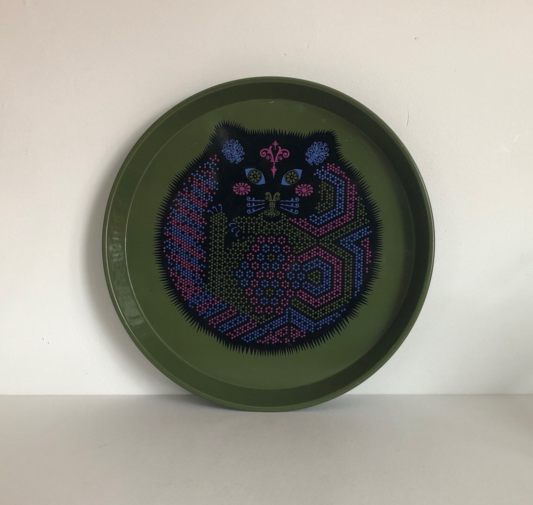 1970s Green and Purple Ducor England Metal Mod Electric Psychedelic Cat ...