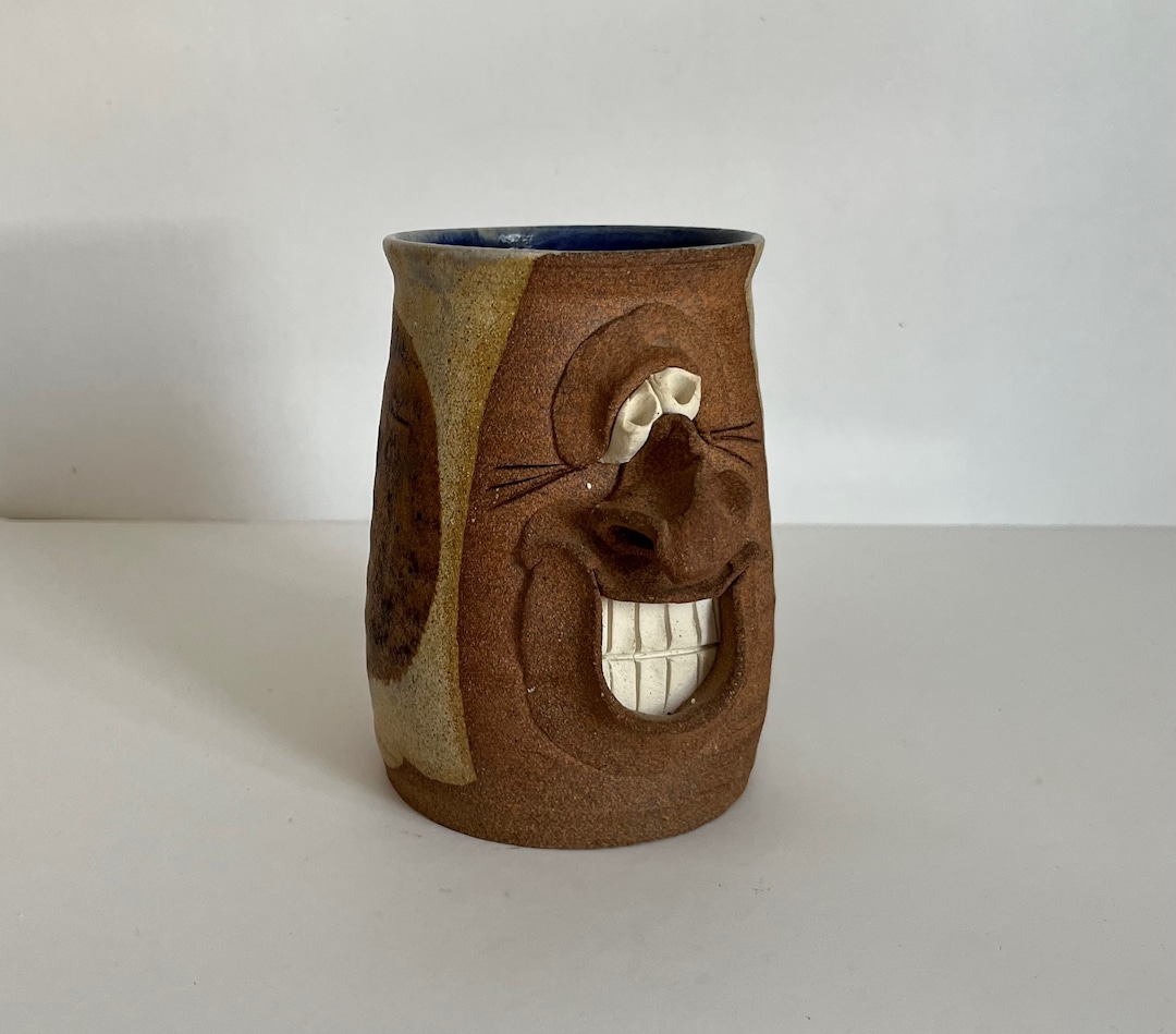 Vintage Retro Ugly Funny Face Studio Pottery Stoneware Large Stoneware ...