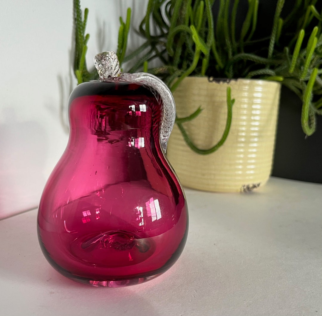 Vintage Angelo Rossi Chalet Canadian Art Glass Cranberry Pear Sculpture ...