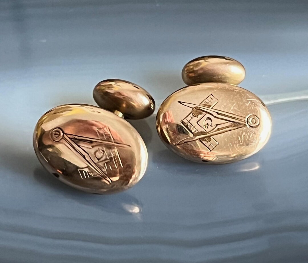 Antique Gold Filled Masonic Freemasonry Freemason Cufflinks Cuff Links ...