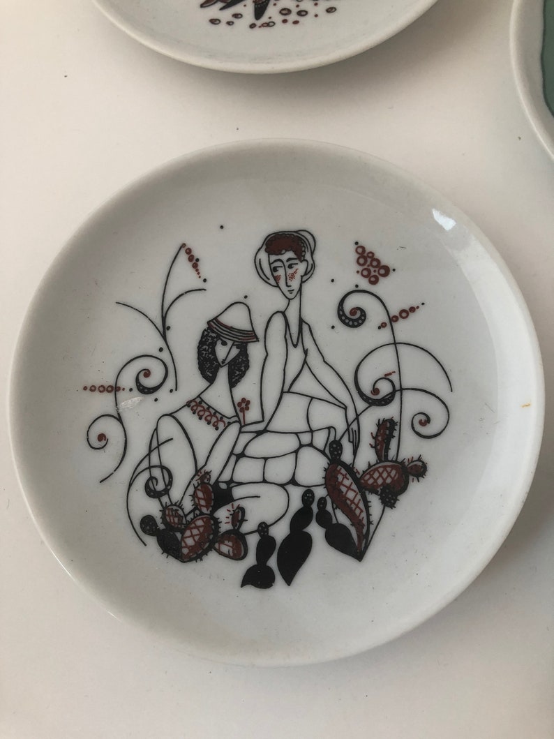 Set of 4 Mid Century Modern Naaman Israel Porcelain Coasters - Etsy