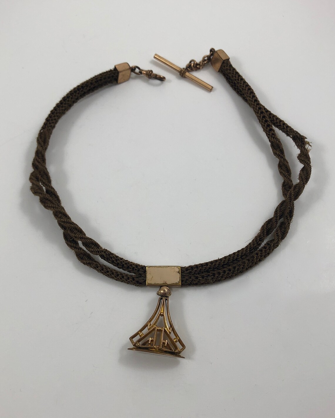 Antique Victorian Hair Watch Chain With Gold Plated Fob - Etsy