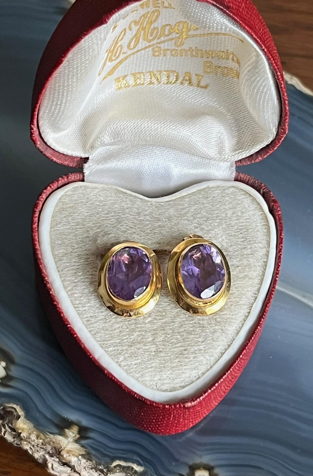 Vintage 14K Gold Amethyst Post Back Earrings - Etsy