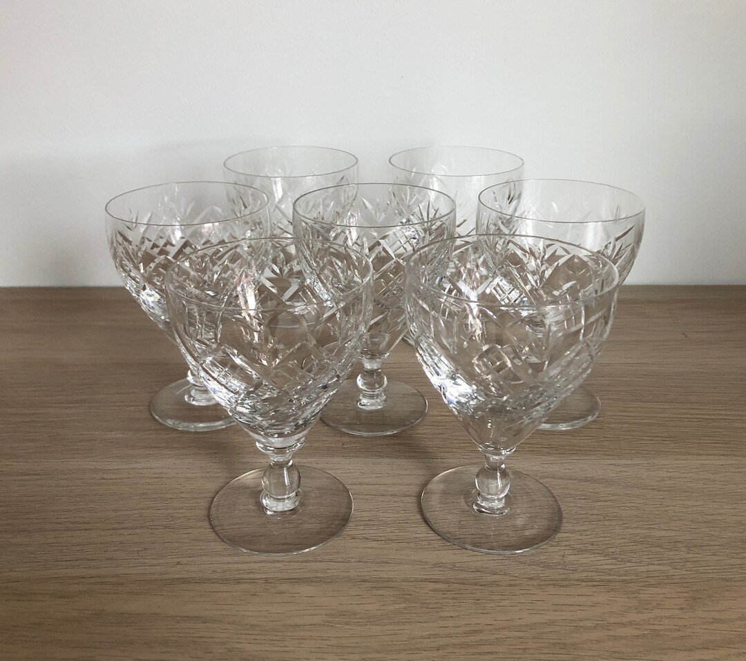 Set of 7 Vintage Edinburgh Crystal Water Wine Goblets - Etsy