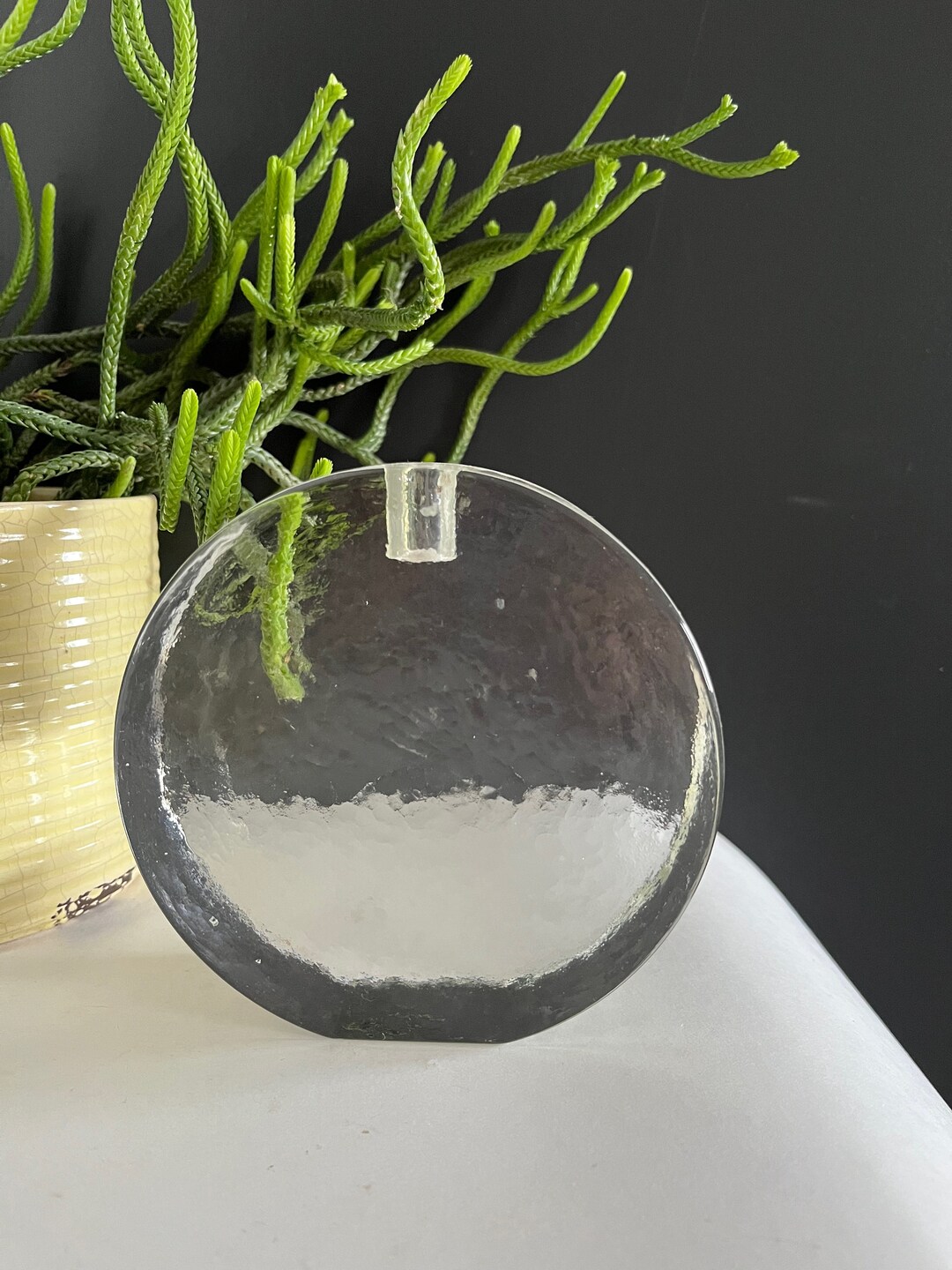 Vintage MCM Mid Century German Round Block Solifleur Glass Bud Vase ...