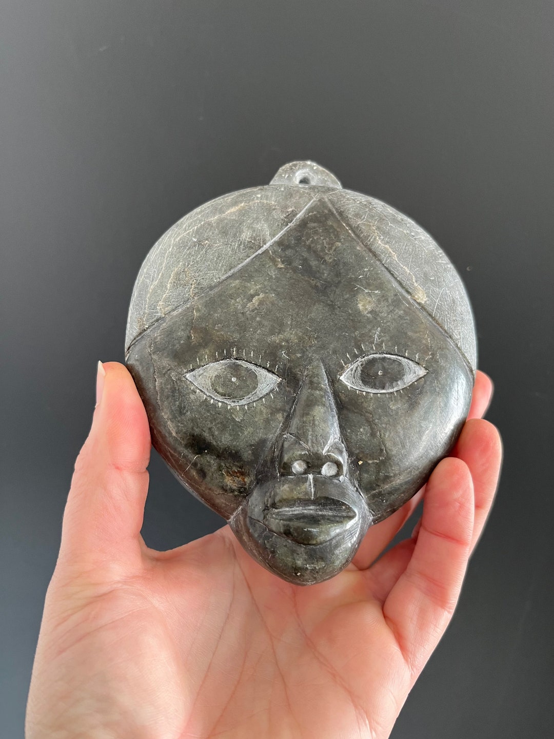 Vintage Canadian Inuit Eskimo 1988 Parsa Nowra Soapstone Carving Face ...