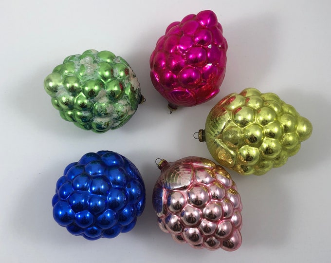 Set of 5 Large Grape Clusters Vintage Figural Glass Christmas - Etsy