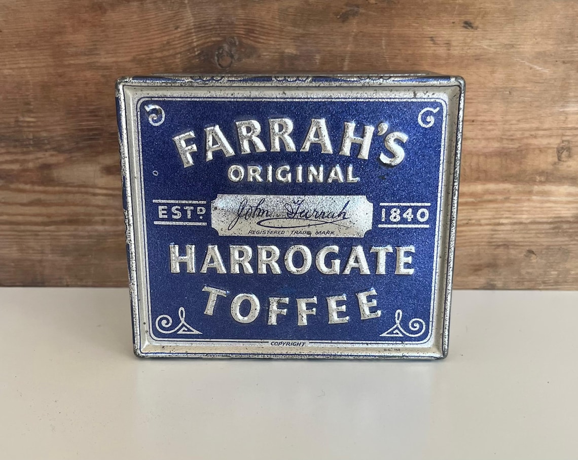 Vintage Farrah's Original Harrogate Toffee Tin Cobalt Blue & Silver - Etsy