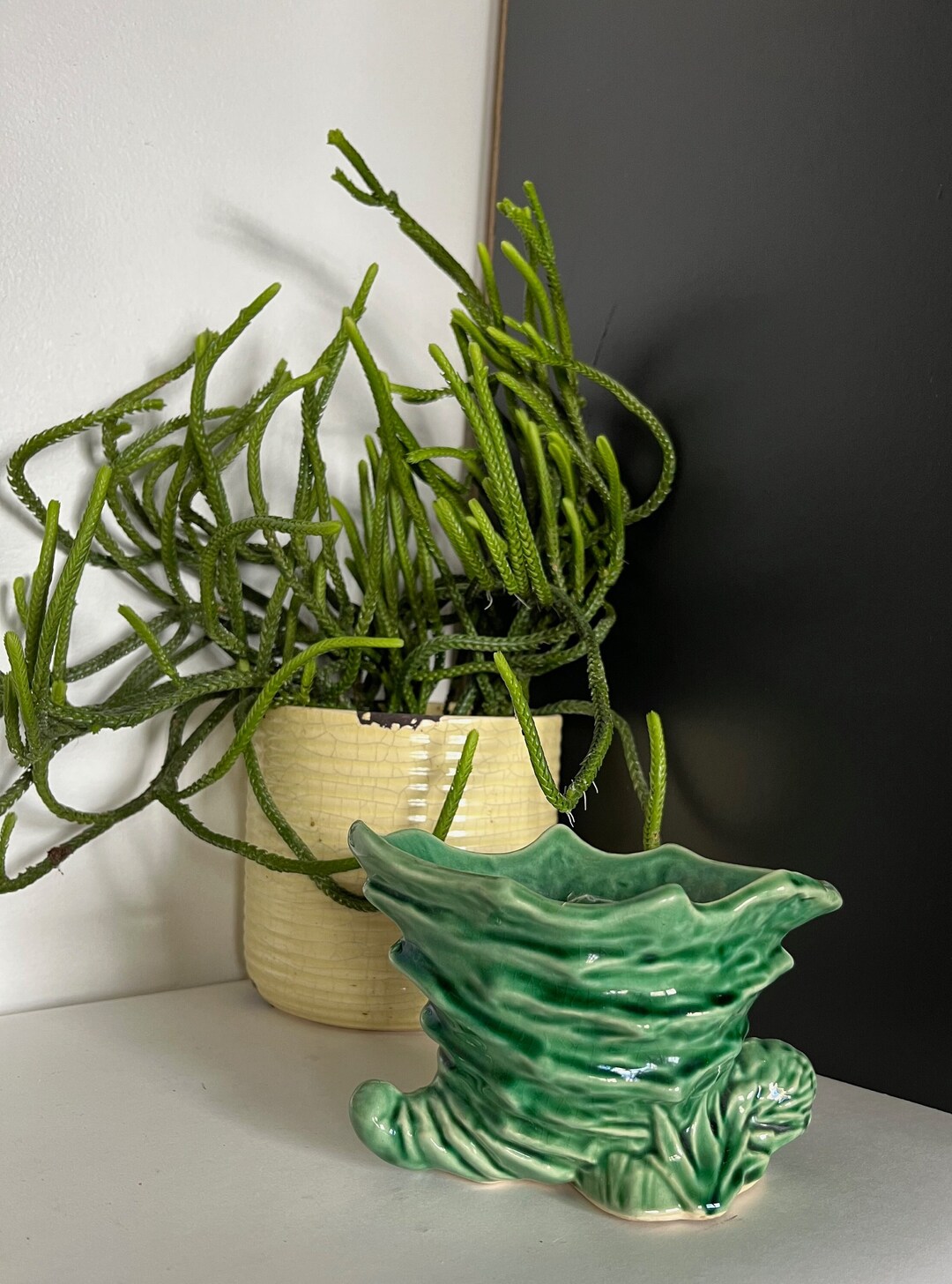 Vintage 1940s Mccoy Pottery Green Cornucopia Succulent Cactus Planter ...
