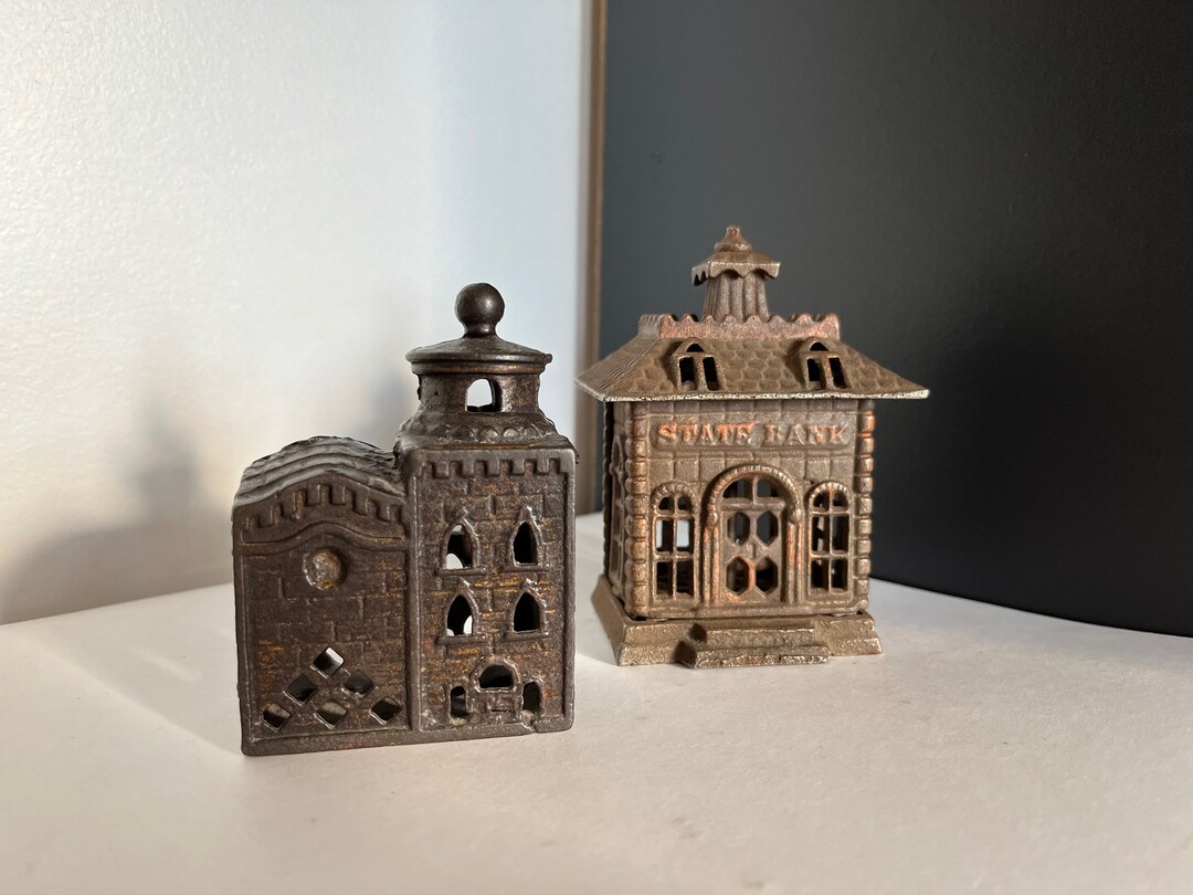 Pair of Antique 1920s Cast Iron Still Penny Coin Banks - Etsy