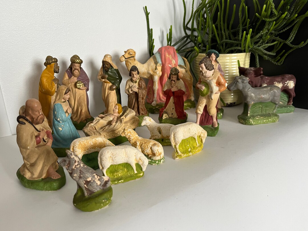 Vintage Christmas Chalkware Nativity Figures Set - Etsy Canada