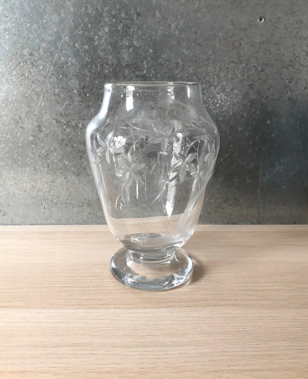 Antique C 1930 Webb Engraved Art Glass Crystal Footed Vase - Etsy