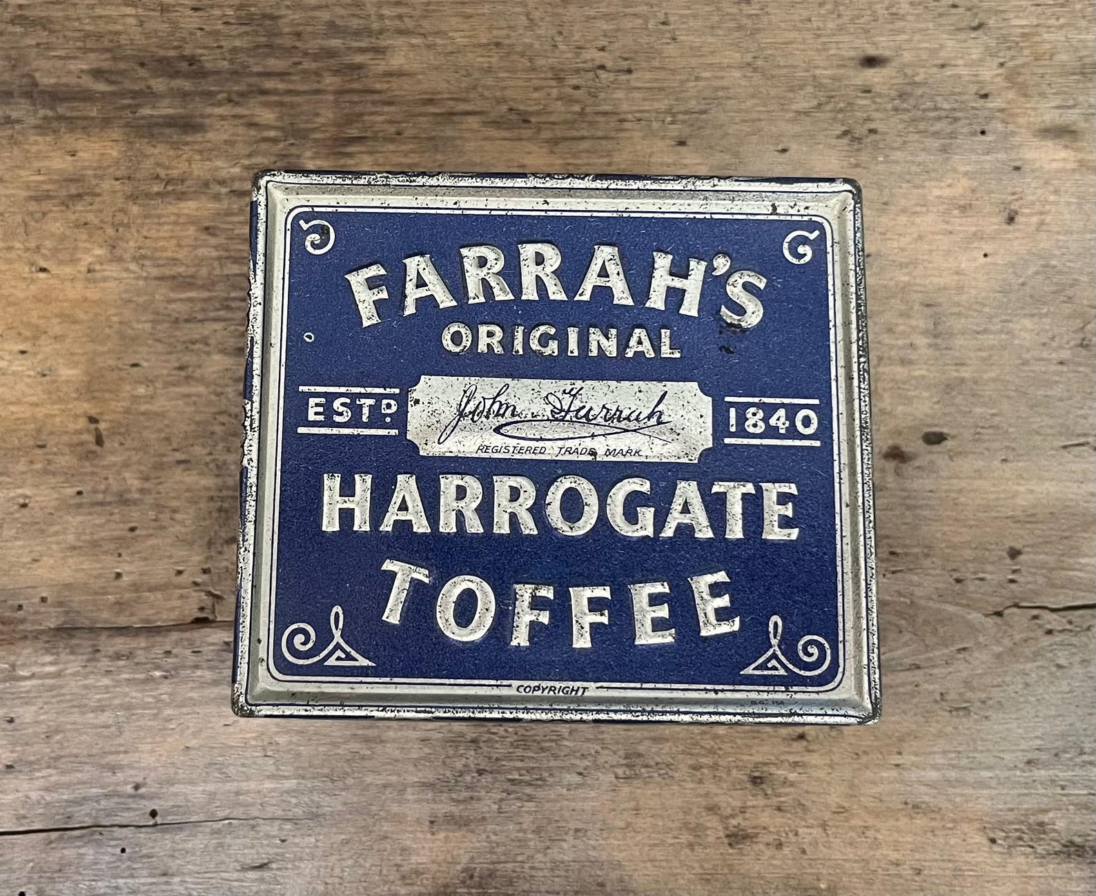Vintage Farrah's Original Harrogate Toffee Tin Cobalt Blue & Silver - Etsy