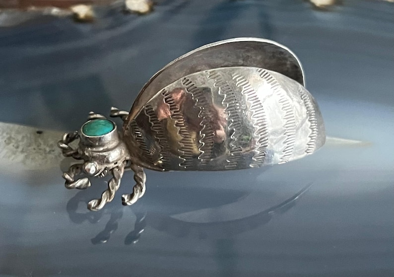 Large Vintage Navajo Native American Silver Turquoise Bug Brooch - Etsy