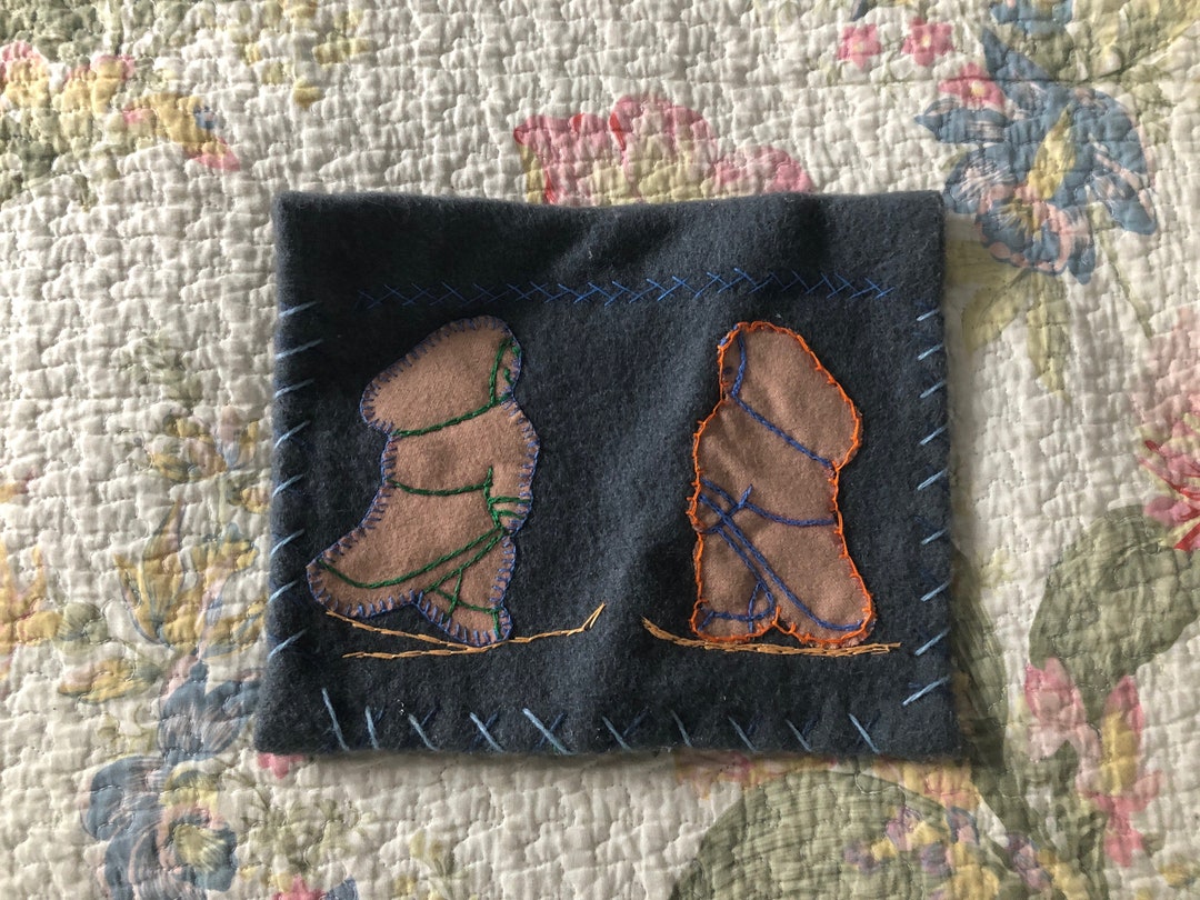 Small Canadian Inuit Wool Felt Applique Embroidery Wall Hanging Panel ...