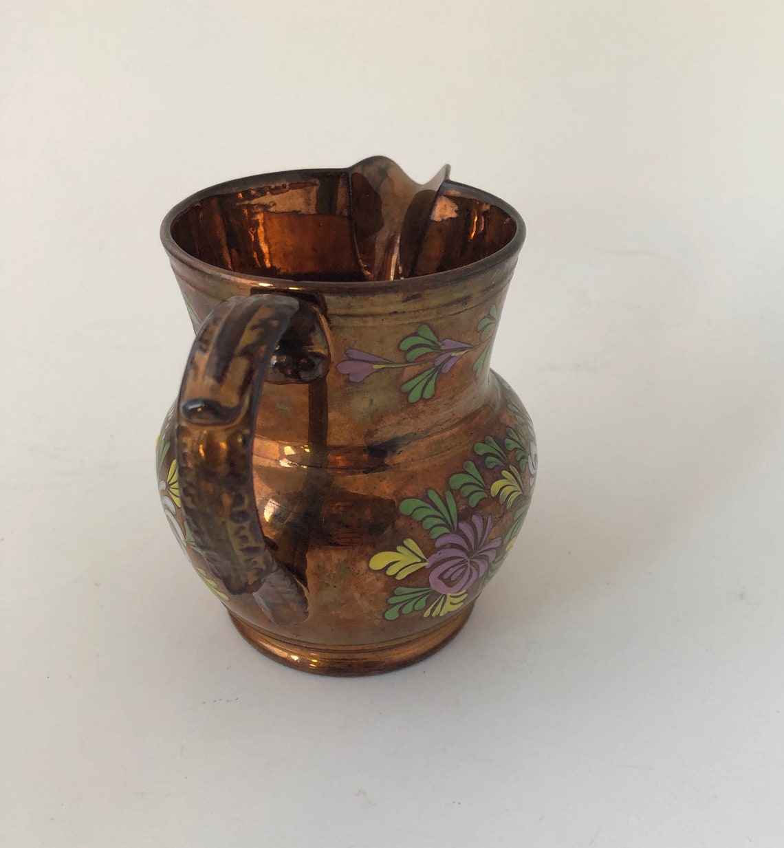 Antique Victorian Copper Luster Lustre Floral Enamelled Milk Pitcher - Etsy