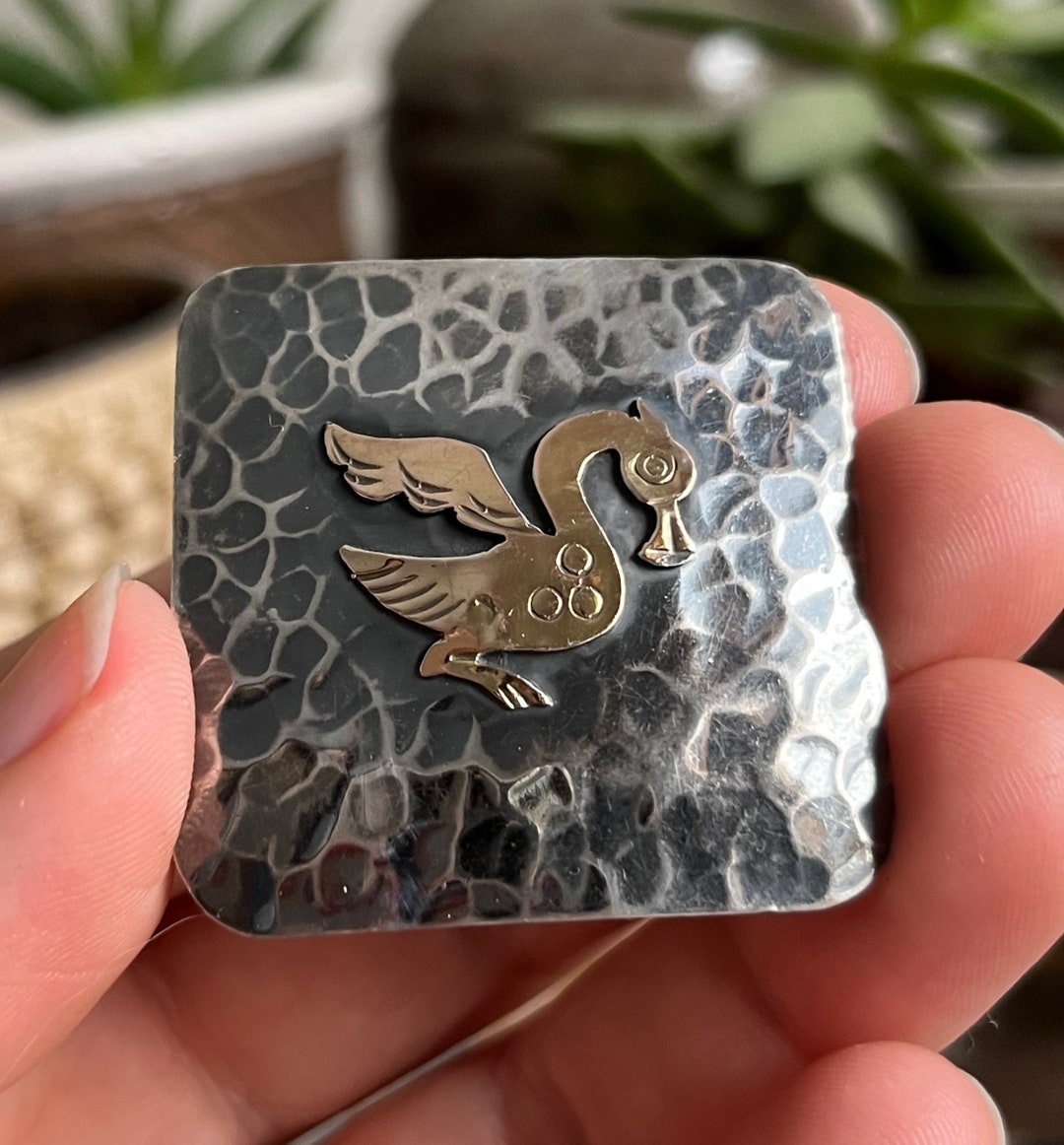 Peruvian Vintage Mid Century Sterling Silver 18K Gold Industrial ...