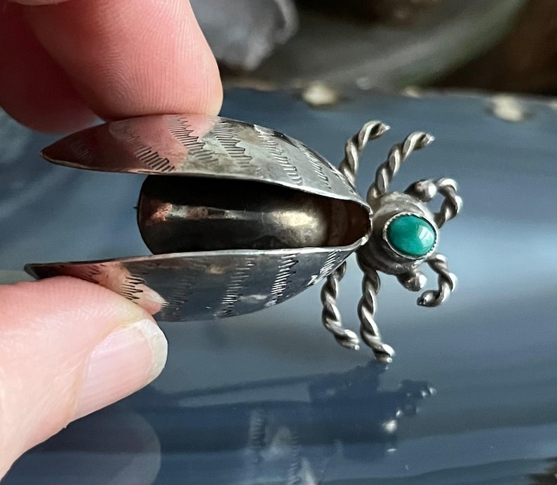 Large Vintage Navajo Native American Silver Turquoise Bug Brooch - Etsy