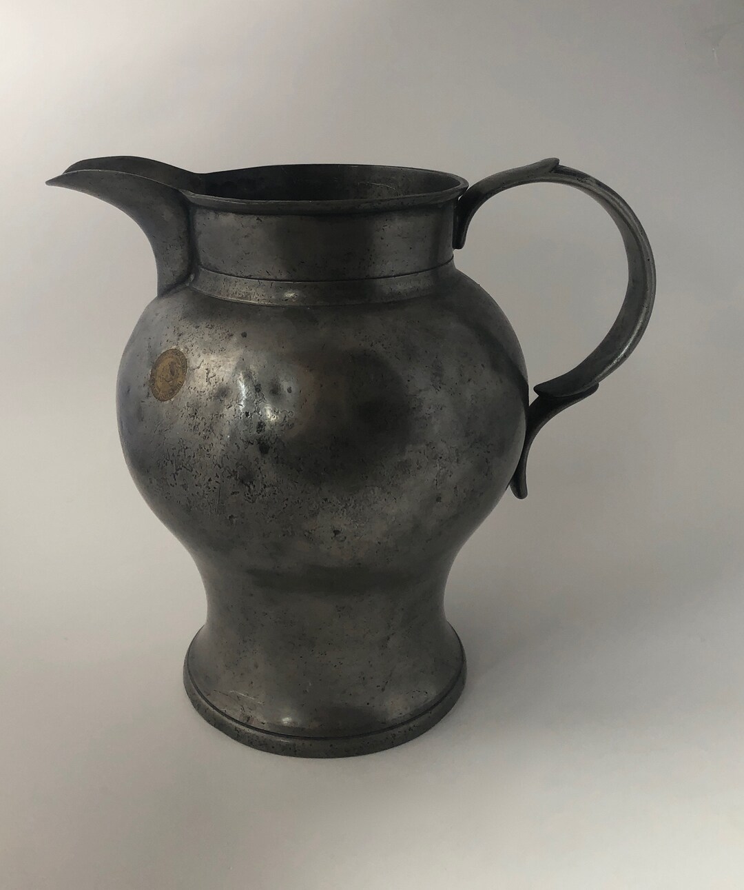 Antique Georgian Large Pewter Baluster Water Pitcher With Armorial ...